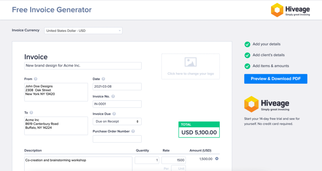 Get Paid Faster with the Free Invoice Generator from Hiveage – Vesess